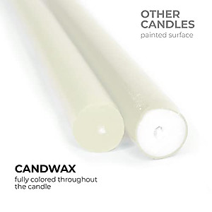CANDWAX 12 inch Taper Candles Set of 12 - Dripless Taper Candles Ivory and Unscented Candlesticks - Perfect as Dinner Candles and Household Candles - Pearl Candles