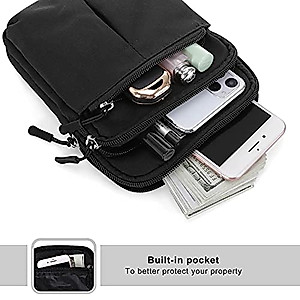 KAMO Multifunction Phone Bag One Shoulder Phone Waist Bag Diagonal Cross Bag Smart Phone Case Outdoor Bag Triple Zip Hipster Crossbody Purse for Women & Men