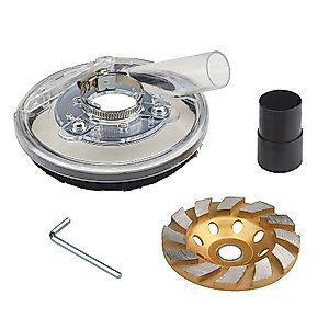XINGYHENG Dust Shroud Kit Dry Grinding Dust Cover 100-150mm Adjustable Angle Grinder with 4 Inch Concrete Diamond Grinding Cup Wheel
