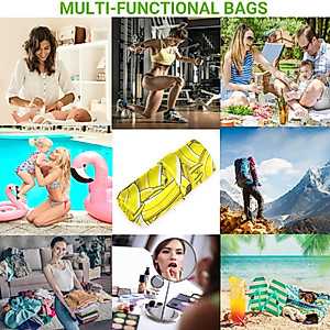 visesunny Yellow Banana 2Pcs Wet Bag with Zippered Pockets Washable Reusable Roomy for Travel,Beach,Pool,Daycare,Stroller,Diapers,Dirty Gym Clothes, Wet Swimsuits, Toiletries