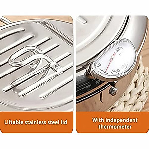 BestAlice Deep Fryer Pot, 8in(2.2L) Stainless Steel Frying Pot, Upgrade Deep Fryer Pot with Thermometer, Japanese Small Deep Frying Pot with Oil Drip Drainer Rack for French Fries Fish Chicken