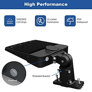 42000Lm LED Parking Lot Lights 300W LED Shoebox Light with Photocell, 5700K Outdoor Commercial Area Lighting, 1000W Metal Halide Equivalent, Dusk to Dawn Led Street Pole Light - Slip Fitter, UL-Listed