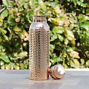 Ancient Impex Hammered Pure Copper Water Bottle Joint Free With Ayurvedic Benefited 100% Pure And Leak Proof Bottle 33.84 Us Fl Ounce Capacity
