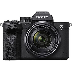 Sony a7 IV Mirrorless Camera with 28-70mm Lens (ILCE-7M4K/B) + 64GB Memory Card + Filter Kit + Wide Angle Lens + Telephoto Lens + Color Filter Kit + Lens Hood + Bag + More (Renewed)