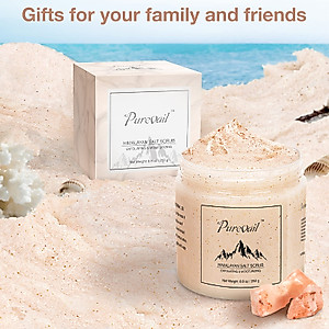 Purevail Himalayan Salt Body Scrub - Natural Exfoliating Scrub to Moisturize, Soften and Smoothen Skin - Light Bergamot Scent - Deep Cleansing for Dead Skin - Gifts for Women - 8.8 oz
