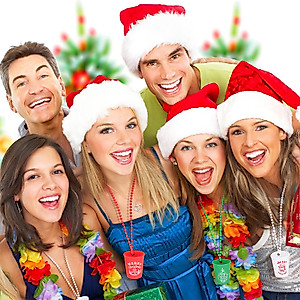 12 Pieces Christmas Shot Glass on Beaded Necklace Xmas Plastic Shot Glasses Shot Glass Necklaces Snowman Snowflake Santa Gingerbread Man Shot Necklace Cups for Christmas Party Supplies, 6 Styles