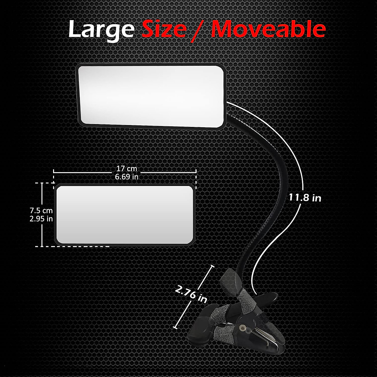 Ampper Glass Clip On Security Mirror, Flexible Convex Cubicle Mirror for Personal Safety and Security Desk Rear View Monitors or Anywhere (6.69" x 2.95", Rectangle)