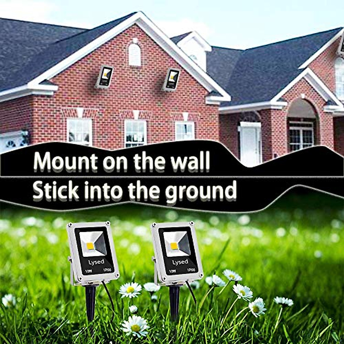 Lysed 10W Low Voltage LED Landscape Lights, Bowfishing Lights Warm White 12V Spotlights for Garden Pathway, Yard, Lawn, Wall, Trees Lighting, Outdoor Spotlight with Spike Stand(10 Pack)