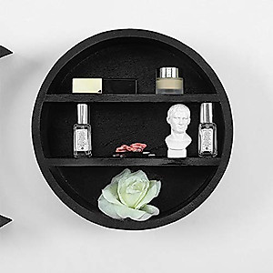 PUXING Hanging Wooden Shelf, Wall Mounted Floating Moon Shelves, Home Wall Decor for Living Room Bedroom Bathroom Kitchen