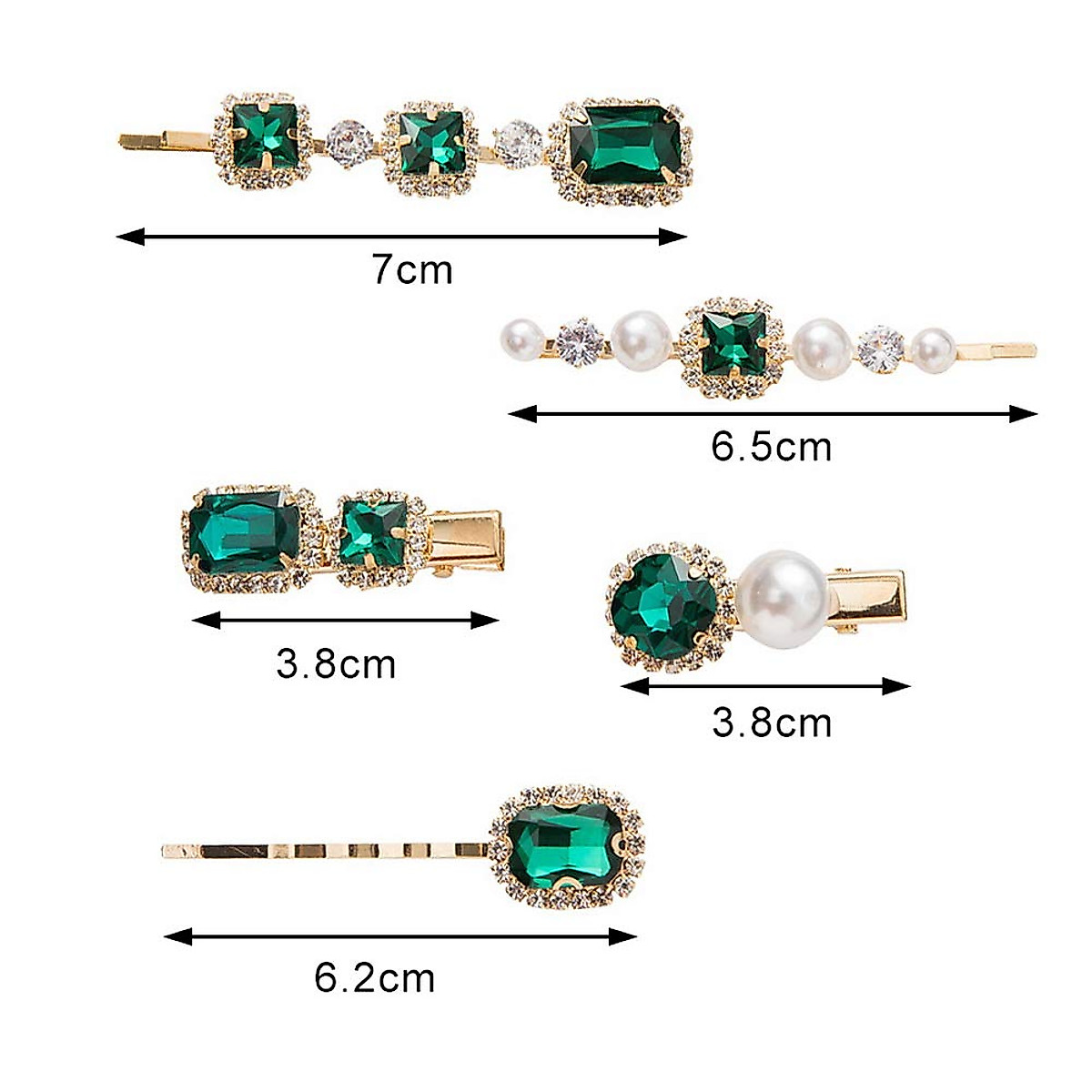 5 pcs Pearl Hair Pins for Women Hair Accessories Green Hair Clips Hair Bling Pearl Bobby Pins Emerald Hair Barrettes for Hair Styling