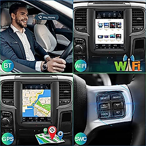 Car Stereo for Dodge Ram 2013-2018 1500 2500 3500, 10.4 Inch T-Style Android System Touch Screen Multimedia Player 4G+64G Built in Carplay Android Auto Navigation WiFi Bluetooth SWC HDMI Output