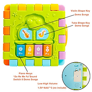 Lulu Home Toddler Activity Cube, 6-in-1 Learning Activity Center Play Square with Musical Toys, Multi Purpose Educational Toys Birthday for Kids 18 Months and Up