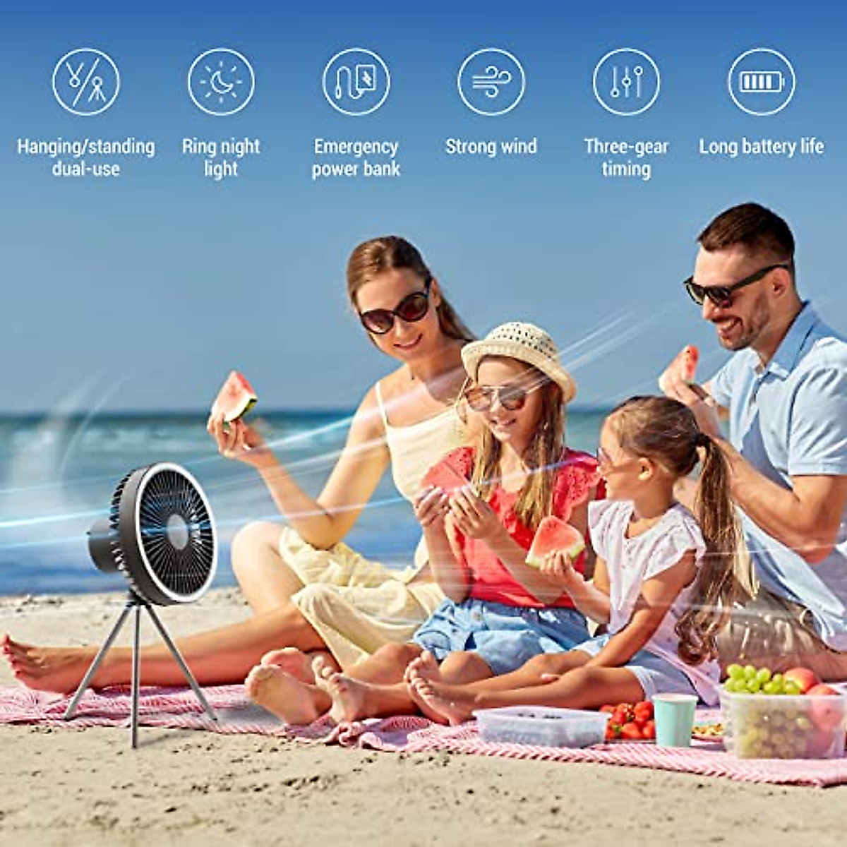 10000mAh Rechargeable Fan Portable – Desk Fan, Portable Camping Fan with LED Lantern Desktop Table Cooling Fans Cordless Quiet RV Small Tent Battery Powered Fan for Camping, Portable Fan for Travel