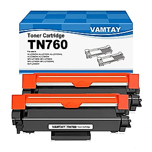 VAMTAY Compatible Toner Cartridge Replacement for Brother TN760 TN-760 TN730 TN-730 for MFC-L2710DW HL-L2395DW DCP-L2550DW HL-L2350DW Printer (2P Black)
