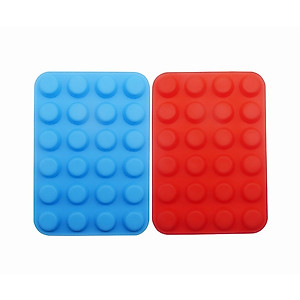 Silicone Mini Cupcake Pan Silicone Molds, 2 Pack Silicone Mini Muffin Pan with 24 Cups Muffin Tin (Red and Blue)