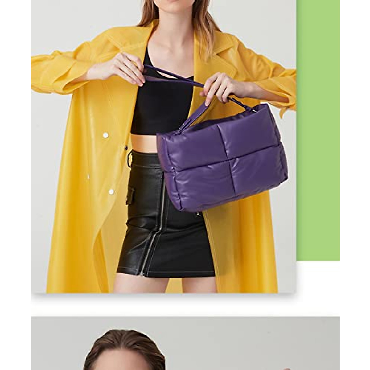 Cotton Down Padded Handbags Quilted Puffy Tote Bag for Women Lightweight Shopping Dating Working Traveling Bag