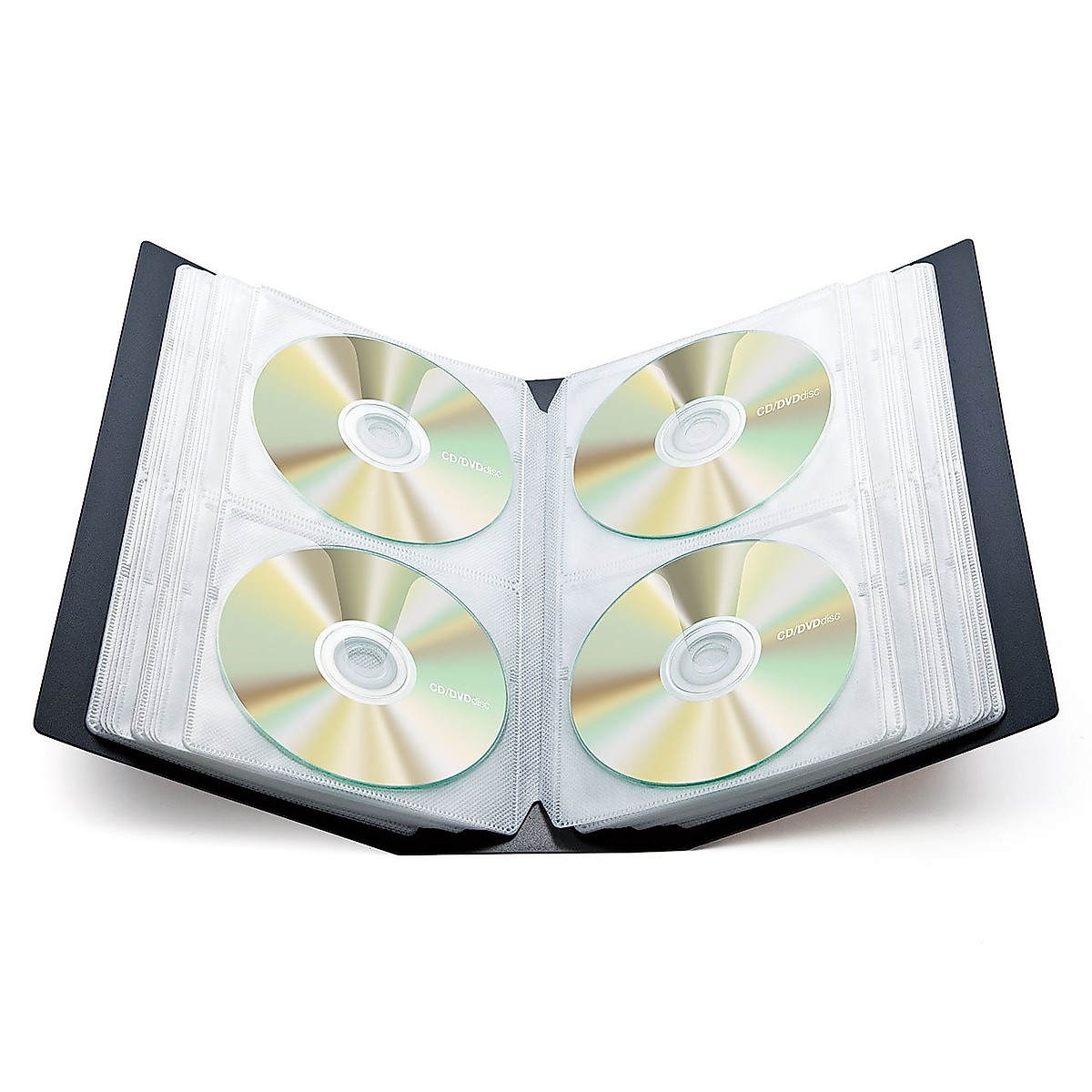 SANWA 120 Large Capacity File CD Case, Portable DVD/VCD Storage, polypropylene Protective CD Wallet, Binder, Holder, Booklet with customizable index for Car, Home, Office, Black