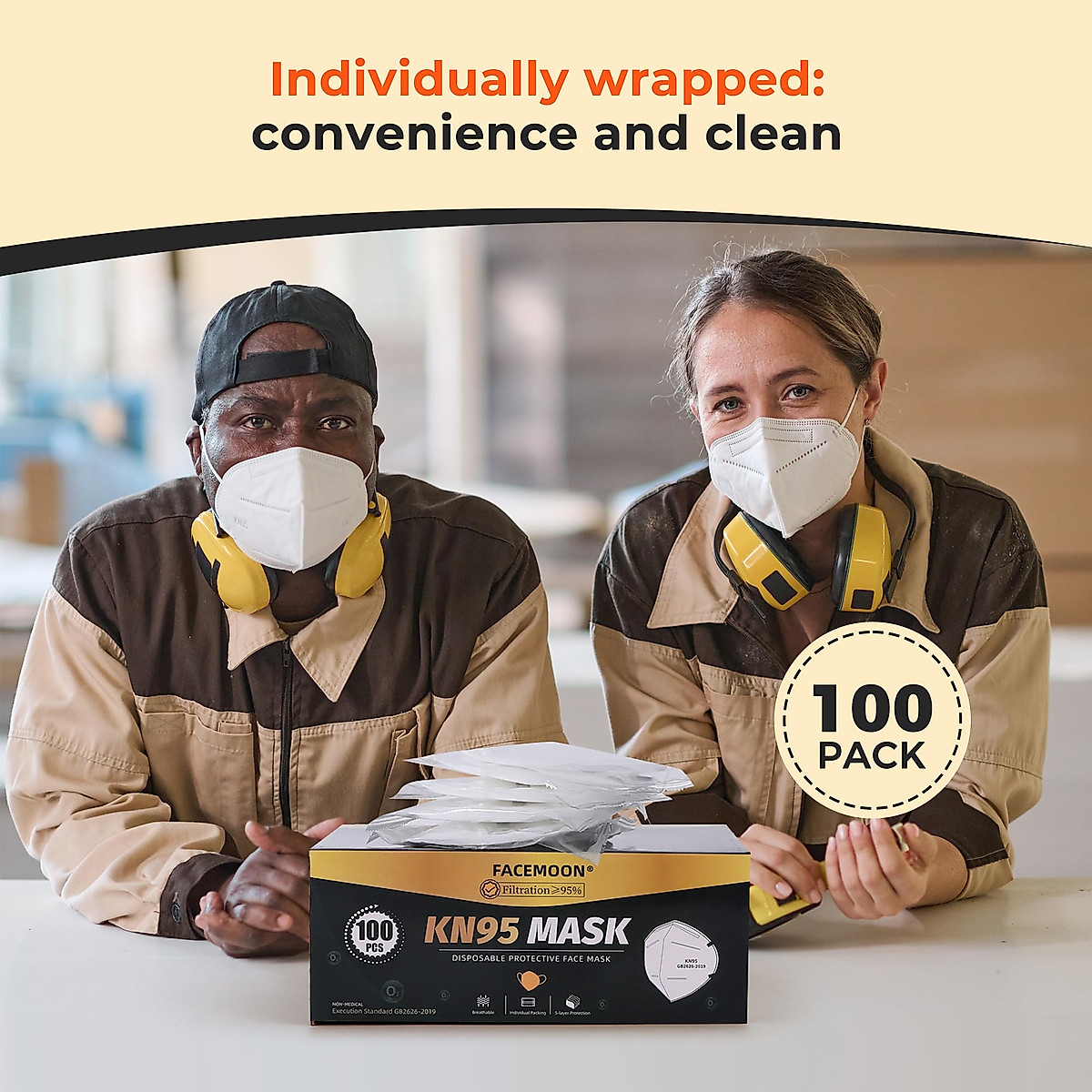 KN95 Face Mask Disposable Adults - 100 Pack Adjustable KN95 Mask 5 Layer Protection Breathable Comfortable Respirator Women Men KN95 Face Mask Individually Wrapped