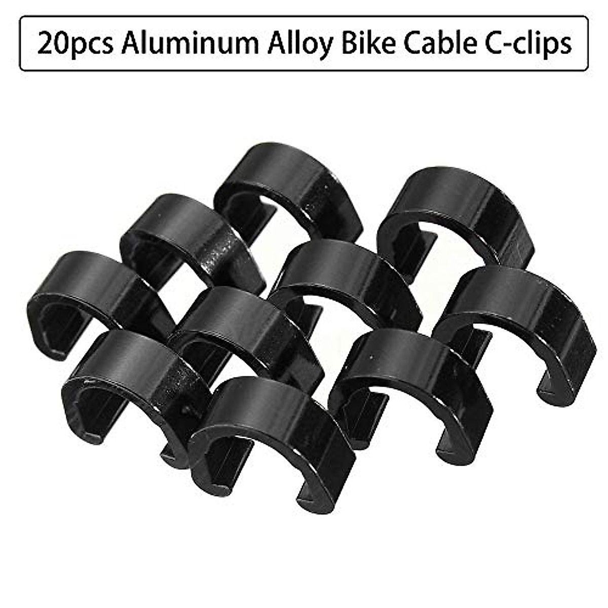 Saipe 20pcs Aluminum Alloy Bike Cable C-clips Brake Cable Housing Clip Bicycle Cable Hose Guide Clamps for Brake Derailleur Shift Cables