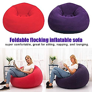 CALIDAKA Bean Bag Chair (No Filler), Air Sofa Outdoor Inflatable Lazy Sofa Chair,Washable Couch Bean Bag Chair Folding,for Organizing Plush Toys Or Memory Foam-Blue