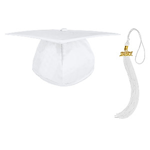 Herrenbek Shiny Kindergarten Graduation Cap with 2024 2025 Tassel Adjustable Preschool Kids for Boys or Girls White