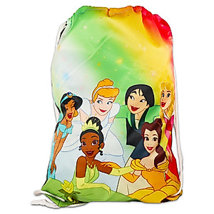 Disney Princess Fleece Blanket Sleepover Set for Girls - Bundle with 45x60 Inch Princess Throw Blanket, Drawstring Bag, Stickers and More (Disney Princess Room Decor)