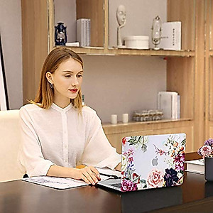 MOSISO Compatible with MacBook Pro 13 inch Case M2 2023, 2022, 2021-2016 A2338 M1 A2251 A2289 A2159 A1989 A1708 A1706, Plastic Rose Leaves Hard Shell Case&Keyboard Cover&Screen Protector, Transparent