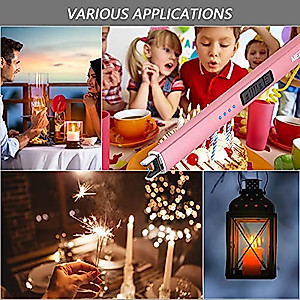 MEIRUBY Lighter Electric Lighter Candle Lighter Camping Lighter Rechargeable Lighter Lighter with Replace Case for Outdoors Family Use (Rose Gold)