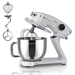 Instant Stand Mixer Pro,10-Speed Tilt-Head Electric Mixer with Digital Interface,7.4-Qt Stainless Steel Bowl,From the Makers of Instant Pot,600W,Lightweight, Whisk, Dough Hook and Mixing Paddle, Pearl