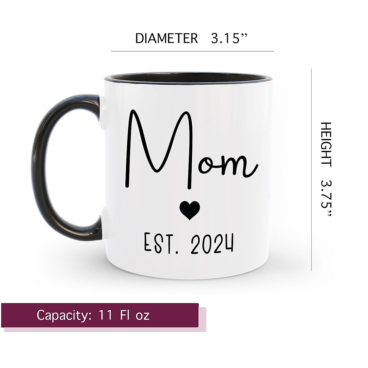 HomeBee Mom Dad Est 2024 Coffee Mug Set, New & Expecting Parents Gift for Couple, Pregnancy Announcement Gender Reveal Gift, Welcome Baby Congratulations Present, Mommy to Be First Time Daddy Cups