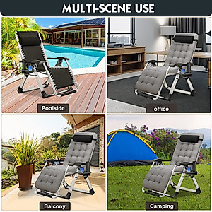 MOPHOTO Zero Gravity Chair, Outdoor Padded Lounge Chair with Side Table, Zero Gravity Recliner Chair, Outdoor Reclining Chair, Sturdy & Comfortable, Supports up to 440lbs