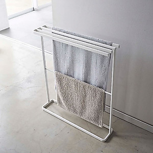 Yamazaki 5576 Bath Towel Hanger, Can be hung from the Side, Slim, White, Approx. W 25.6 x D 5.9 x H 29.5 inches (65 x 15 x 75 cm), Tower Tower, Towel Hanger, Clothes Drying