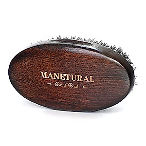 MANETURAL Beard Comb & Beard Brush Set for Men Dual Action Natural Wooden Beard Comb and Natural Boar Bristle Brush Great for Grooming Beard & Mustaches Scissors Gifts for Men Him