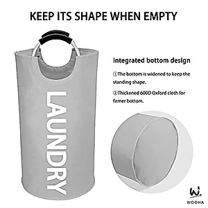WOOHA 90L Large laundry basket,Collapsible laundry hamper, Tall Clothes Baskets Folding Washing Bin Foldable Fabric Hamper Bags for Bedroom, Closet,Bathroom,College,laundry bag, lightgrey