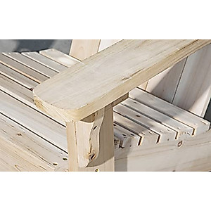 Shine Company Mid-Century Modern Wooden Adirondack Chair, Outdoor Patio Firepit Chairs, Back & Seat Pre-Assembled, Natural