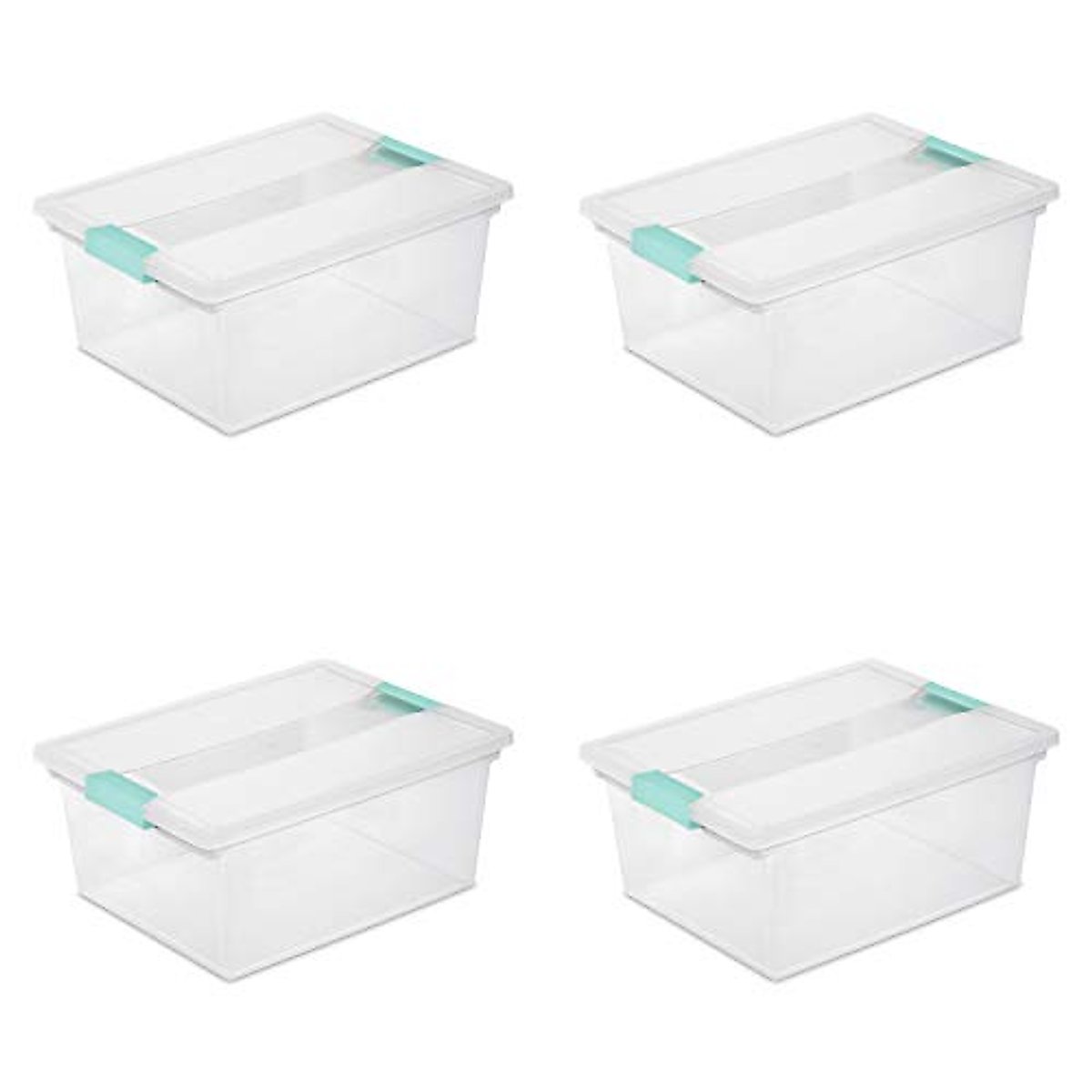 Sterilite Deep Clear Plastic Stackable Storage Container Bin Box Tote with Clear Latching Lid Organizing Solution for Home & Classroom, 4 Pack