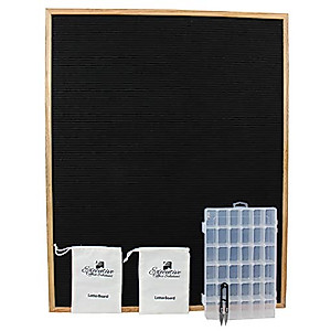 Executive Office Solutions Extra Large Changeable Letter Board - Black Felt With Solid Oak Frame, Wall Mount, Canvas Bag, Letter Clippers, Letter Box and 450 Characters 24 x 30 Black (LB5)