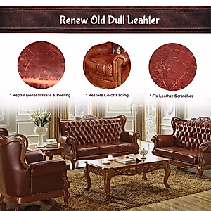 NADAMOO Maroon Leather Recoloring Balm with Mink Oil Leather Conditioner, Leather Repair Kits for Couches, Restoration Cream Scratch Repair Leather Dye For Vinyl Furniture Car Seat, Sofa, Shoes