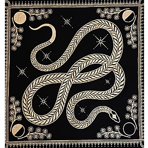 ASAV Tarot Altar Cloth Golden Snake Dragon Table Napkin Cloth Witchery Supplies Home Decor Wall Art Spiritual Witchcraft Square (18x18 Inches (46x46 Cm))