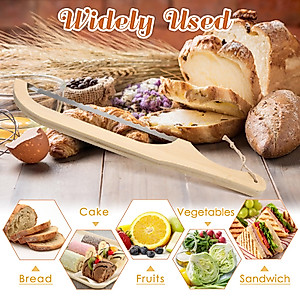 Anglecai Wooden Bread Bow Knife, 15.7'' Sourdough Bread Knife Homemade Bread Serrated Slicer Cutter, Premium Stainless Steel Bagel Bread Knife Fiddle Bow Design for Easy Cutting Bread