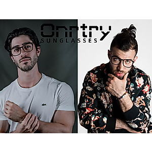 Onrtry Non Prescription Glasses for Men Women Square Clear Lens Eyeglasses (Transparent)