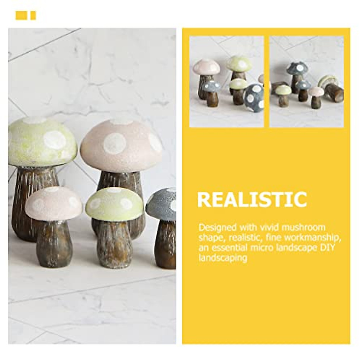 ABOOFAN Artificial Plants 2pcs Tiny Mushrooms Mini Mushroom Miniature ...