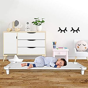 Acrimet Premium Stackable Nap Cot (Stainless Steel Tubes) (White Cot - White Feet) (1 Unit)
