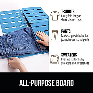 Gorilla Grip Shirt Folding Board, Easy Fast T-Shirt and Clothes Folder, Adult Clothing, Durable Plastic Organizer, Compact for Travel, Laundry Boards, Tshirt Flipfold Tool, Aqua