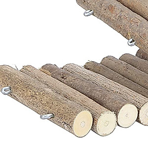 Hamster Wooden Bridge, Flexible Wood Hideout, Door Fence, Standing Climbing Platform, Cage Accessories for, Mice, Gerbil, Chinchilla Chew Toys Habitat Decor(30CM)