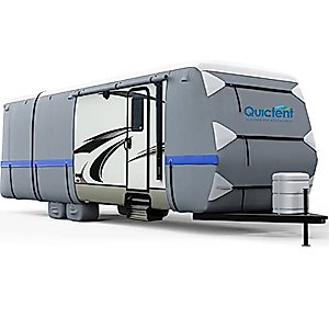 Quictent Upgraded Travel Trailer RV Cover, Extra-Thick 6-ply Camper Cover, Fits 27-30Ft Motorhome -Breathable Watertight Quick-Drying Rip-Stop Anti-UV with 2 Windproof Straps, 4 Tire Covers