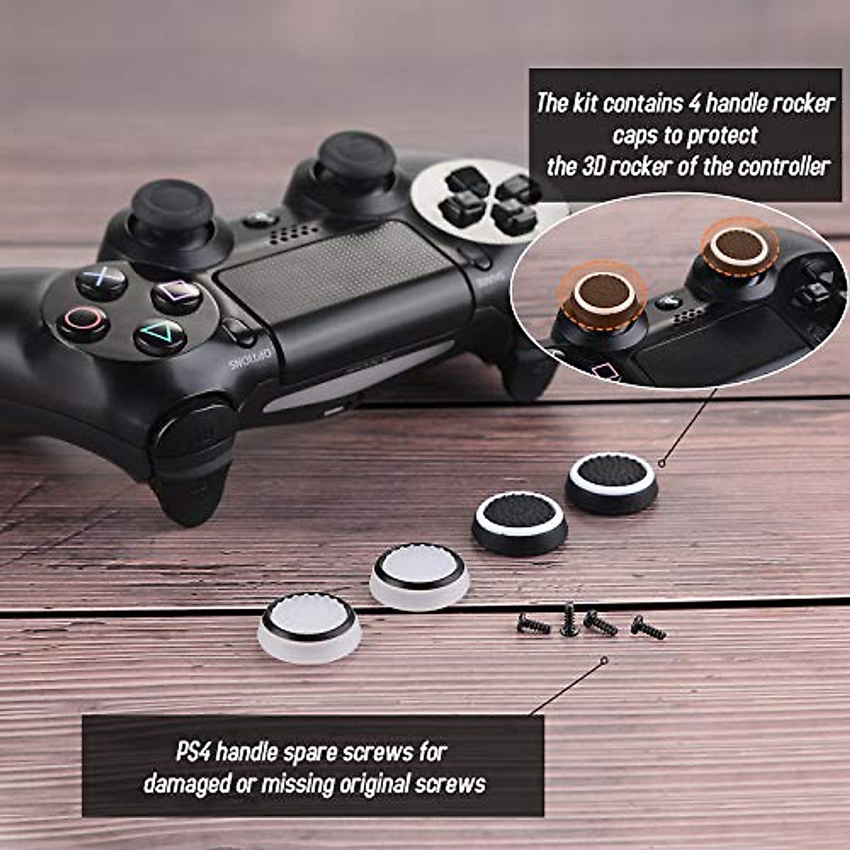 JOREST Repair Kit for PS3 PS4 PS5, 19pcs kit with PH00 PH0 PH1 and T8 Torx Security Screwdriver, Crowbars, Tweezers, Brush, Grip Caps, Screws, Cleaning Tool for PS3/4/5 Controller and Console