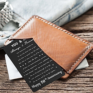 Personalized 50th Anniversary Card Gifts for Men Women - Happy 50th Anniversary Card, 50 Year Wedding Anniversary Wallet Card Present