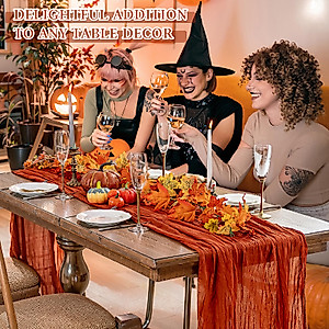 HOMEBROS Cheesecloth Table Runner, 10 Ft Fall Gauze Table Runner Boho Rustic Sheer Wrinkled Cloth Table Runner for Dining Wedding Baby Shower Birthday Party Decor - Terracotta