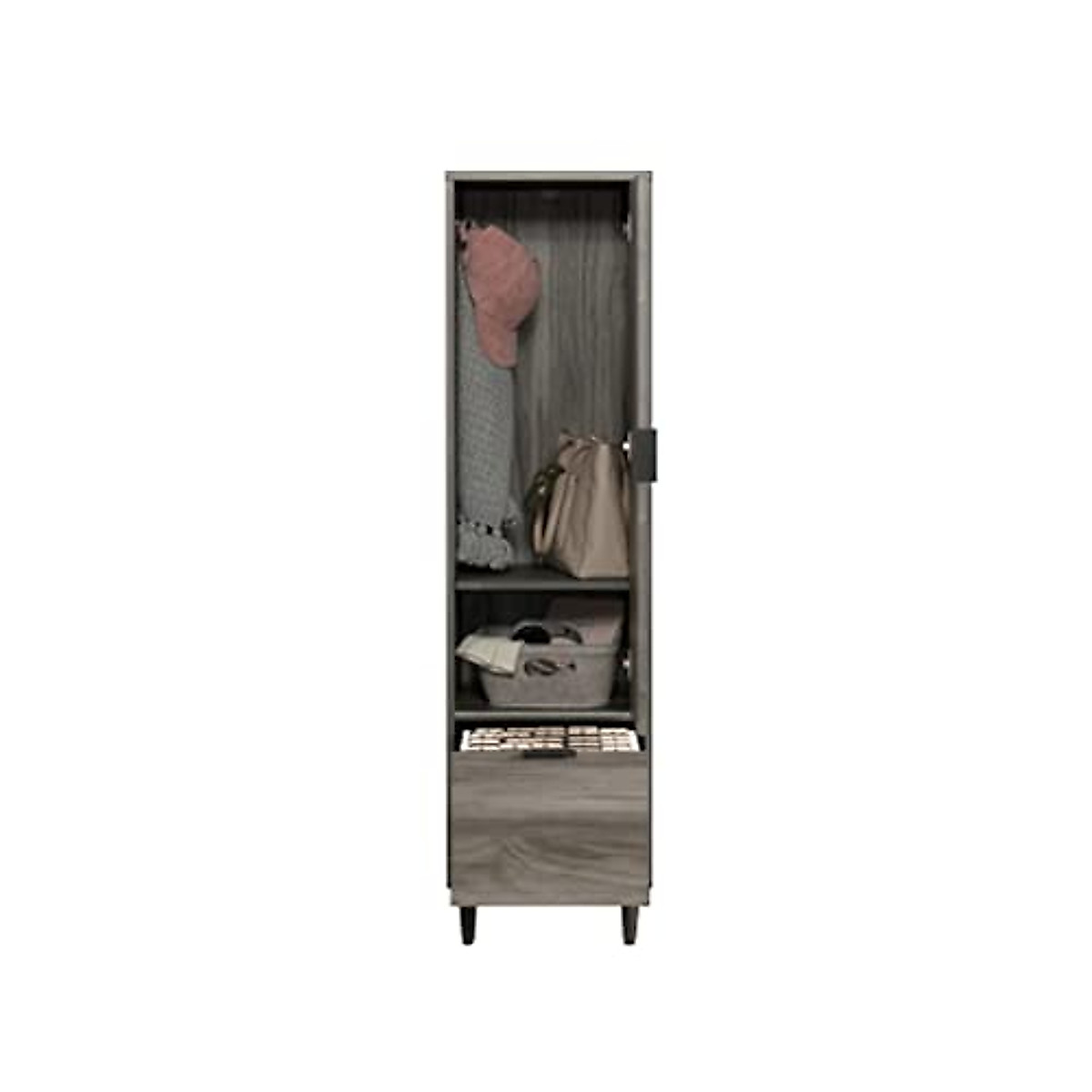Sauder Clifford Place Storage Cabinet, L: 15.51" x W: 18.50" x H: 58.27", Jet Acacia Finish